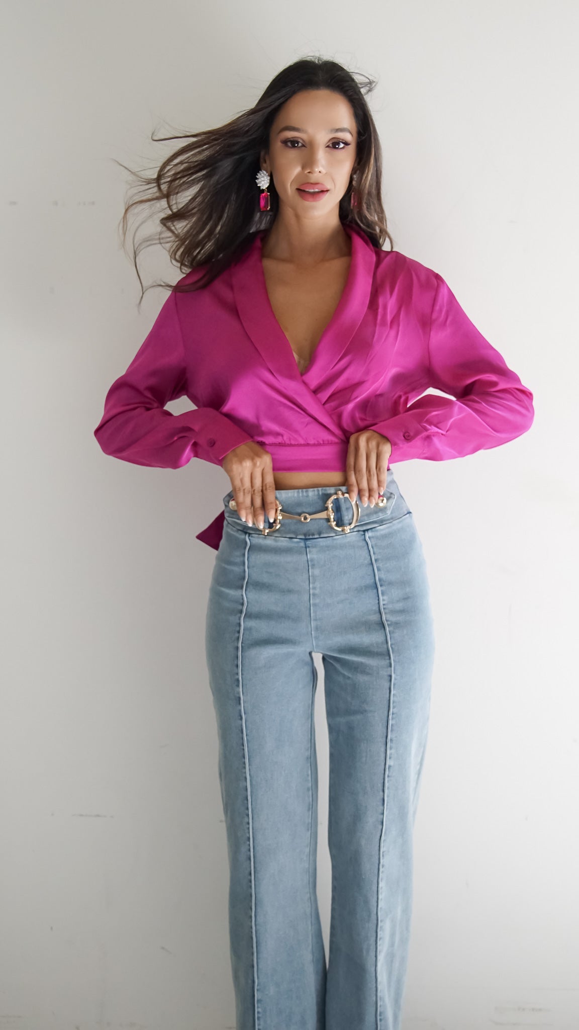 Elyssia Satin Longsleeve Crop Top – Steps New York